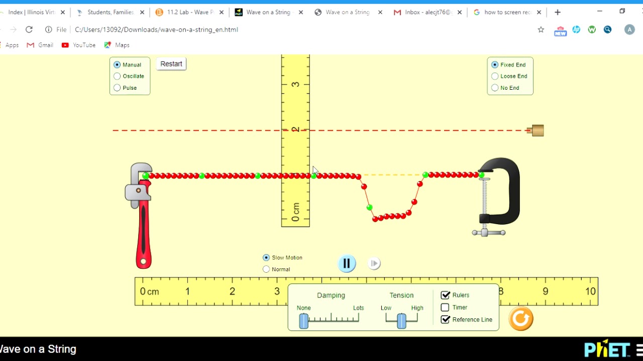 Wave on a string constructive interference - YouTube