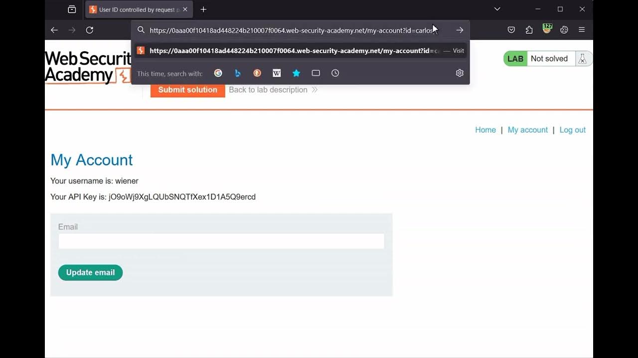 23.4 Lab: User ID controlled by request parameter with data leakage in redirect | 2023 - YouTube
