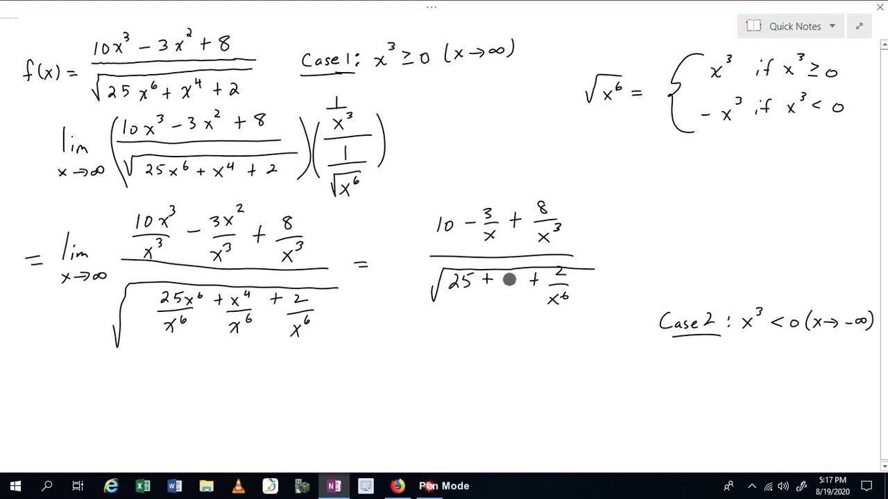 Math 2413 Sec 2.5 (part 5) End Behavior of Algebraic Functions - YouTube