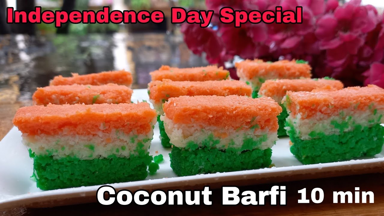 Independence Day Special Coconut Barfi | Tri-colour Coconut Barfi ...