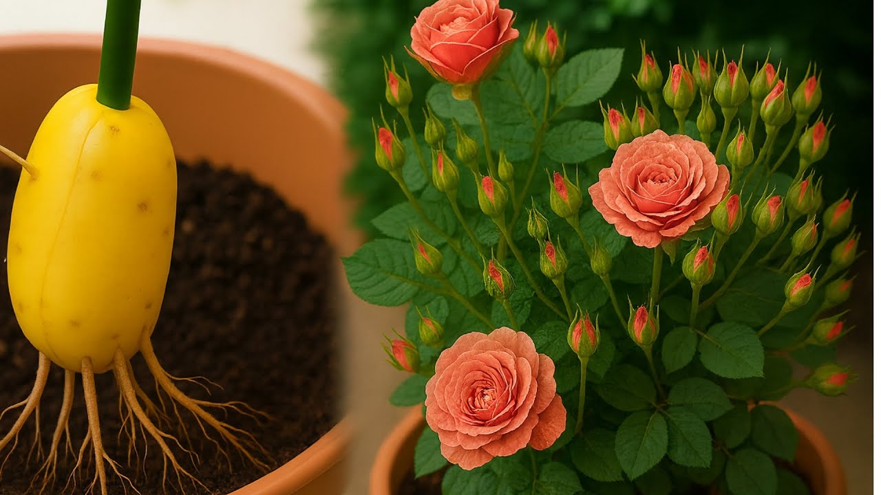 Unique Rose Propagation Method Using Just a Potato... - YouTube