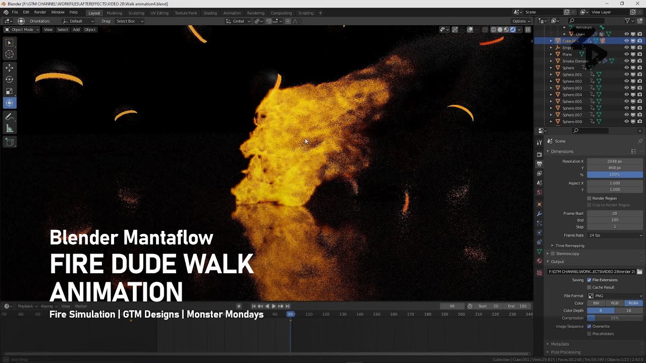 Character Fire Simulation in Blender | GTM Designs - YouTube