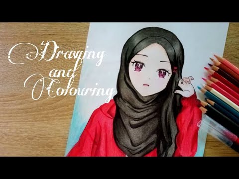How to draw cute Hijab Girl Anime🌸 ️|Comel pakai tudung🧕 - YouTube