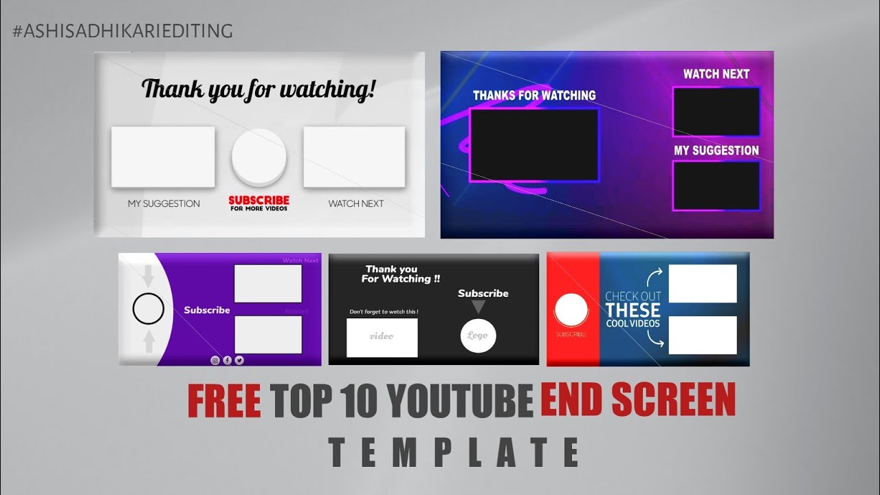Free Top 10 YouTube End Screen Template • Outro Video ...