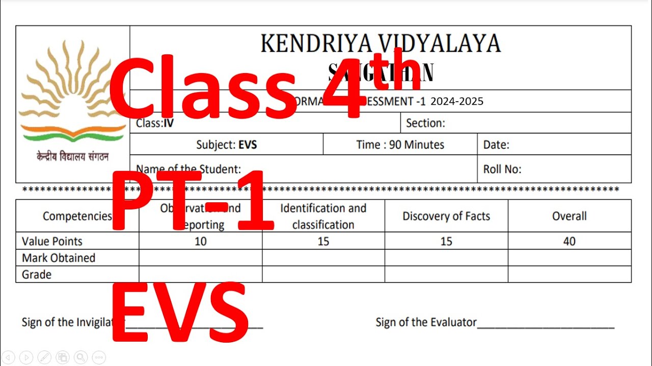 KV PT-1 question Paper / Class 4 EVS / NCERT / By Let's study the basic ...