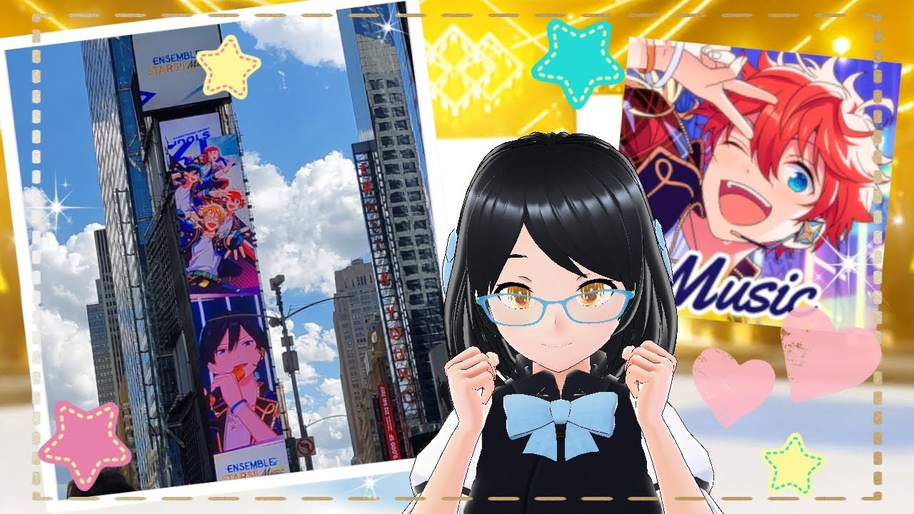 Doing Some Gacha Pulls Near the Giant Times Square Enstars Ad - YouTube