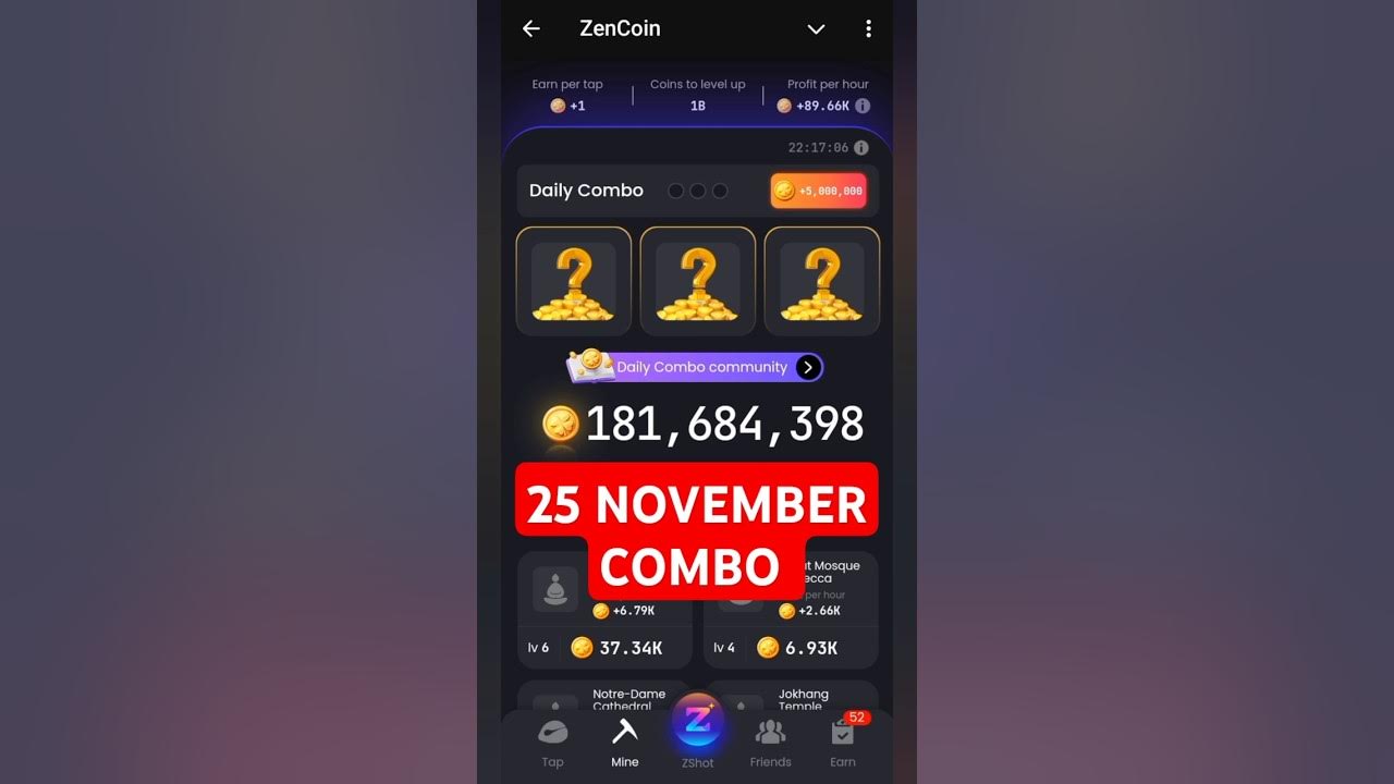 Zen coin daily combo Today 25 November | Zen coin combo cards #zencoin #combo - YouTube