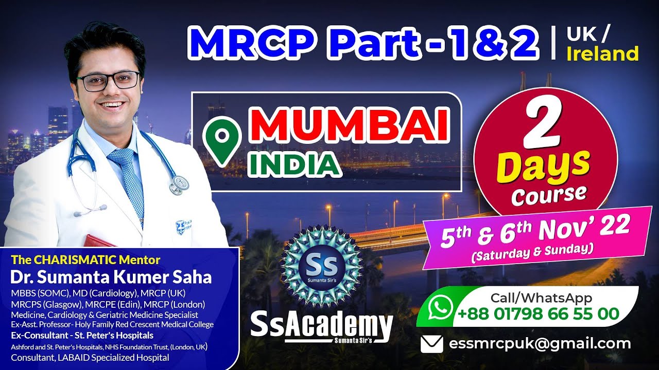 MRCP Part 1/2 Course in Mumbai | 2 Days Long Course - SsAcademy - YouTube