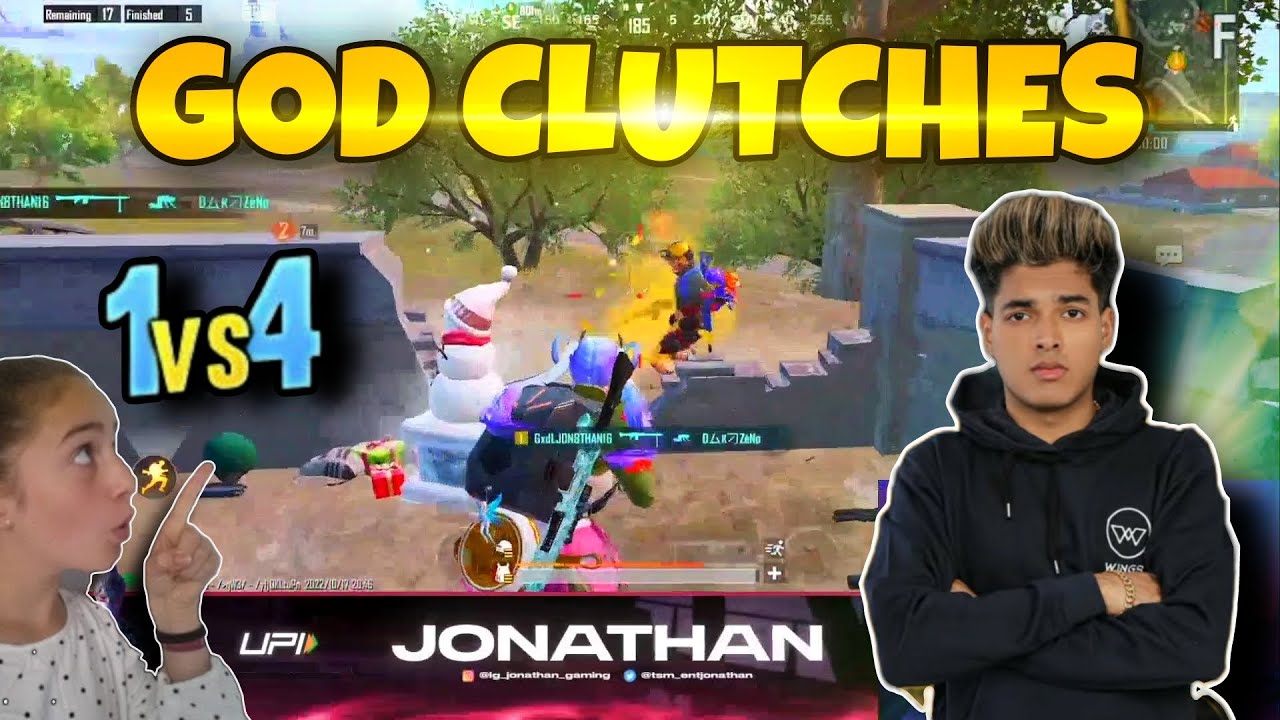 JONATHAN KA GOD CLUTCHES | OMG😳 1V4 | HIGH ENGLISH PING🤣 | LoLzZz | T2 ...