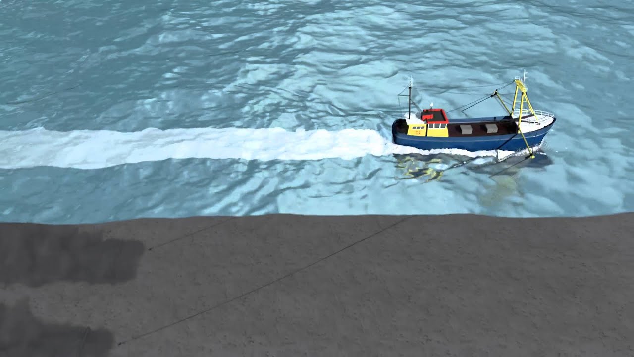 Beam trawler fishing animation - YouTube