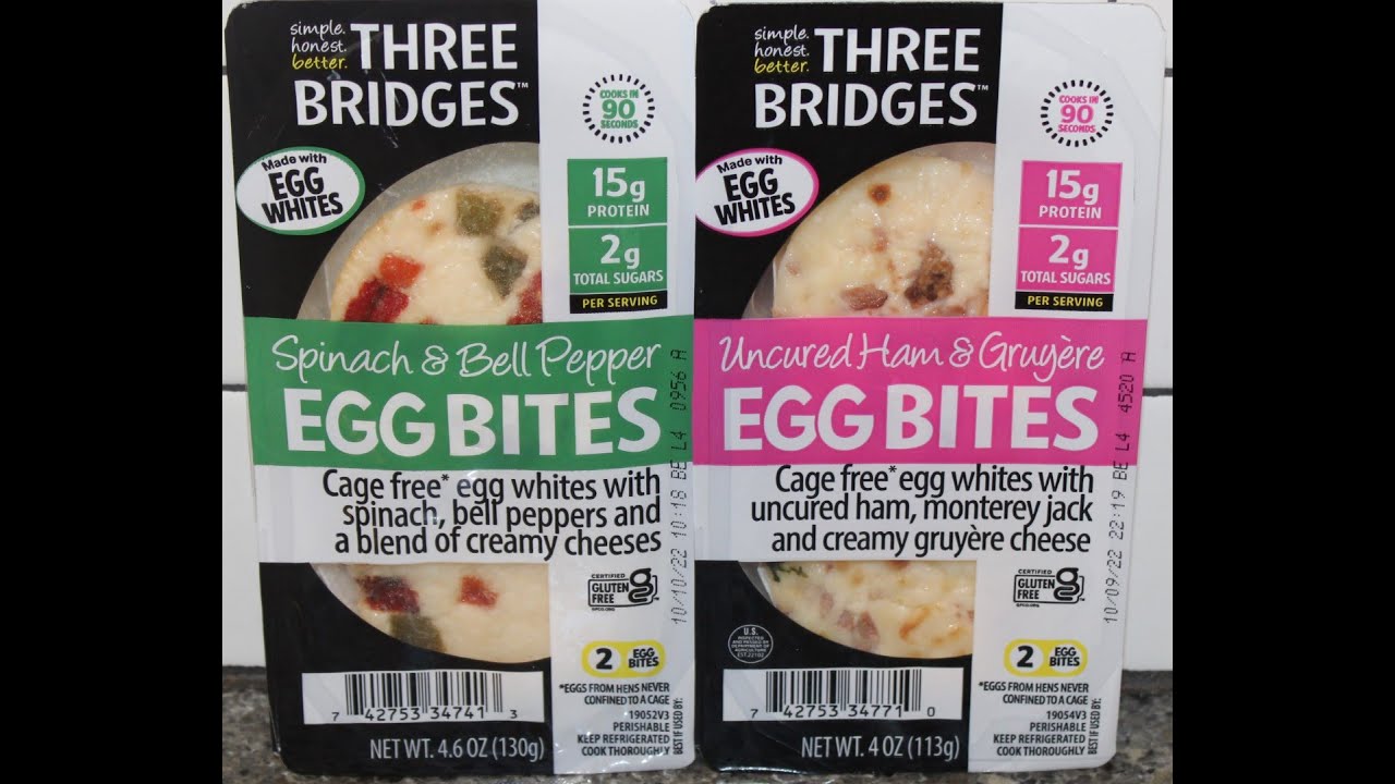 Three Bridges Egg Bites: Spinach & Bell Pepper and Uncured Ham ...