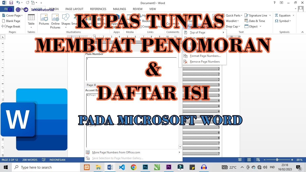 KUPAS TUNTAS MEMBUAT PENOMORAN & DAFTAR ISI PADA MICROSOFT WORD - YouTube