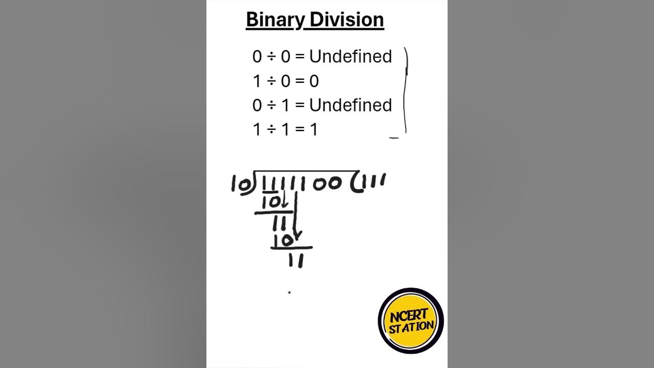Binary Division || Binary Number System #shorts #binarydivision #maths ...