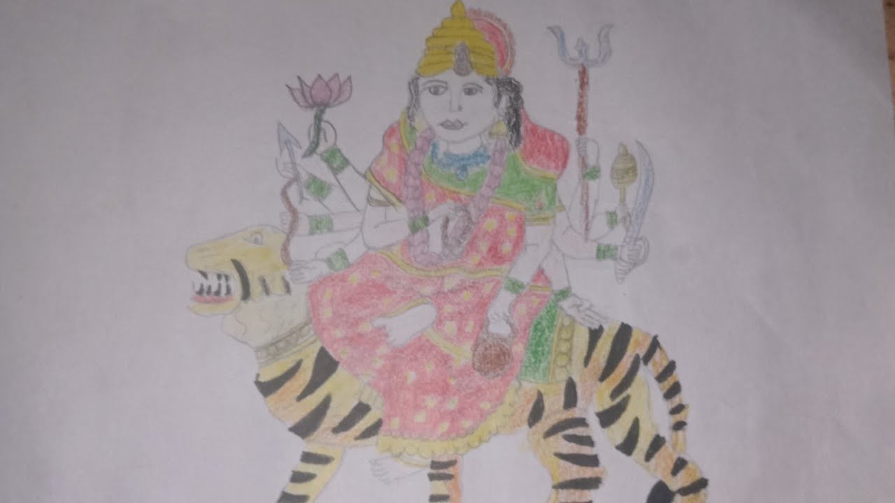 teesra din Navratri drawing | chandraghanta Mata drawing | how to draw ...