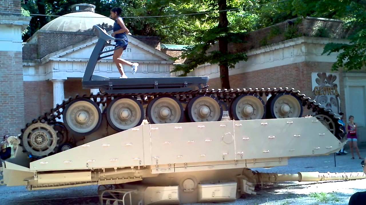A tank converted into a treadmill - YouTube