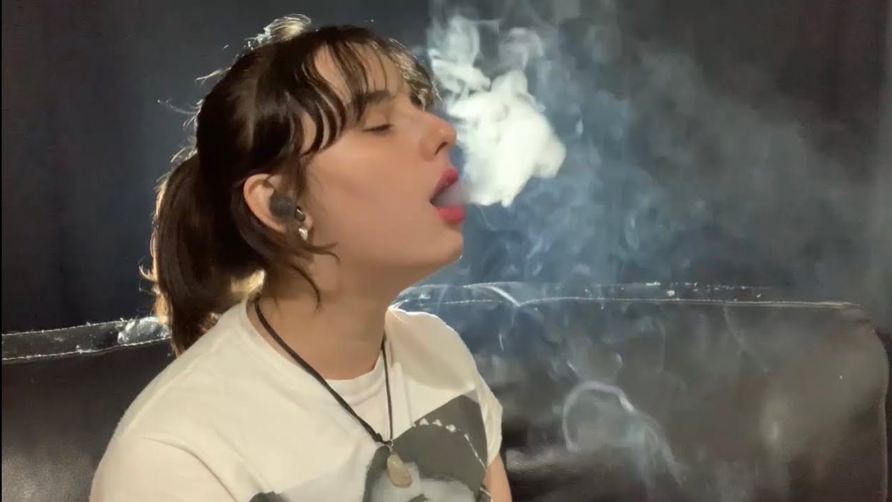 SMOKING GIRL BLOWS CREAMY THICK EXHALES - YouTube