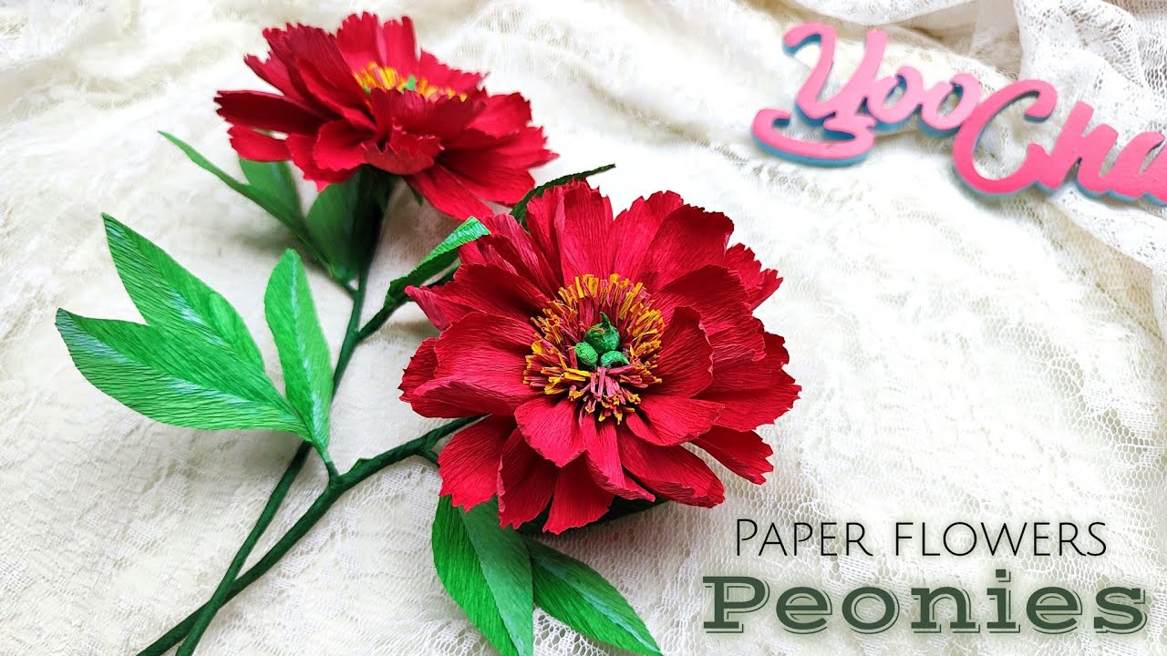 How to make peonies with paper crepe easy /DIY paper flowers/real sound ...