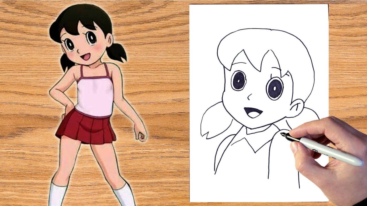 How to Draw Shizuka | Doraemon anime drawing lessons - YouTube