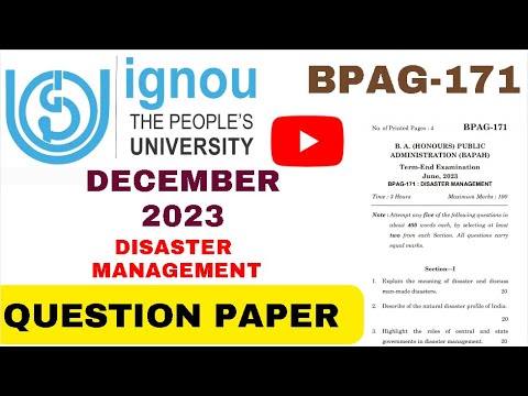 IGNOU BPAG 171 DECEMBER 2023 QUESTION PAPER - YouTube
