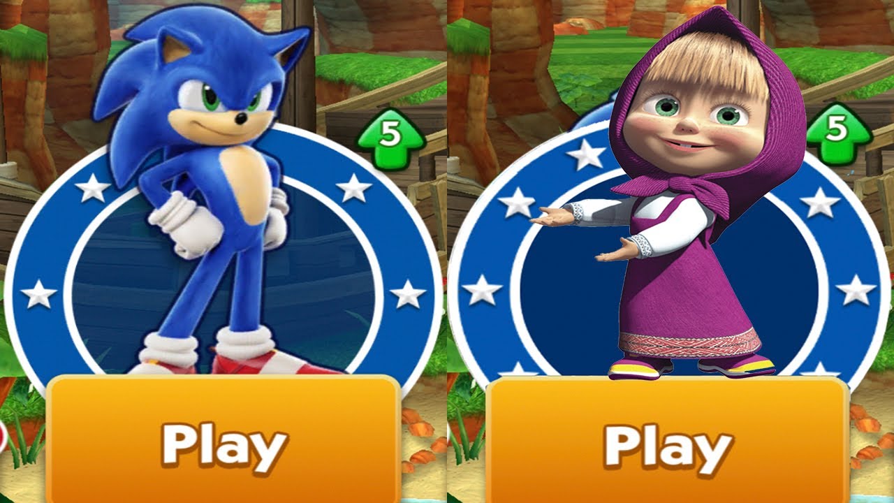Sonic Dash vs Masha Run Masha and the Bear - All Characters Unlocked ...
