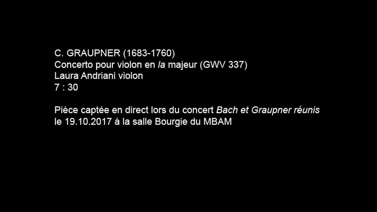 C. GRAUPNER : Concerto pour violon en la majeur (GWV 337) Laura ...