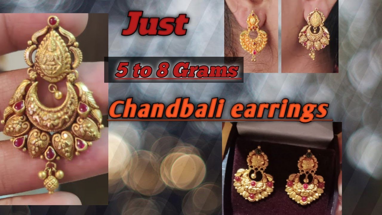 Just 6 to 8 Grams Gold Chandbali Earrings Design | Latest Gold Earrings ...