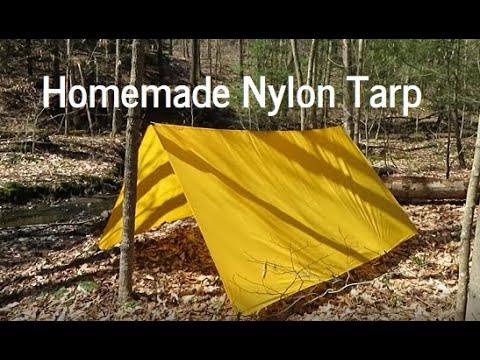 Homemade Nylon Tarp Ridge Line Set Up - YouTube