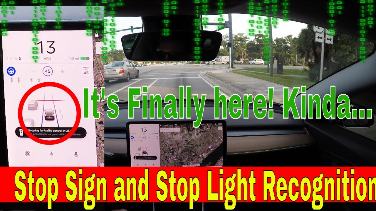 Tesla 2020.12.6 Stoplight and Stop sign respose Model 3 test drive with ...
