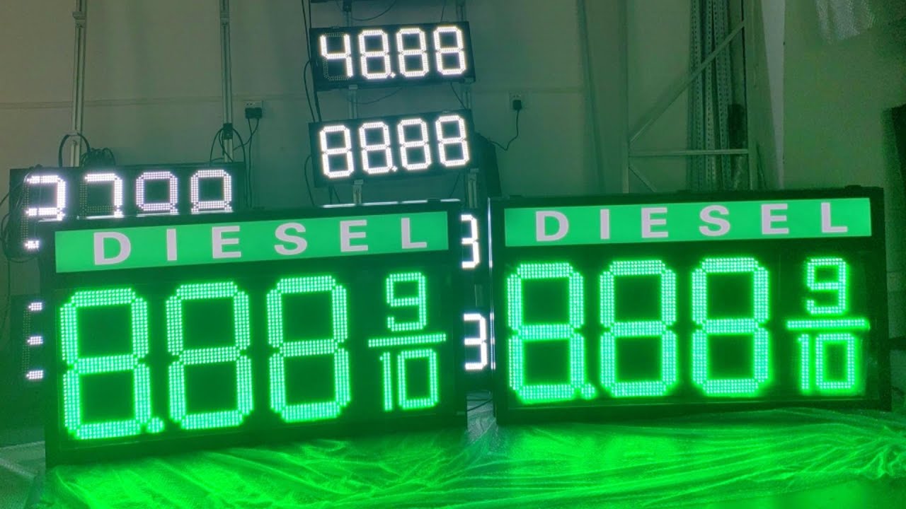 REGULAR DIESEL LED gas price changer gas station - YouTube
