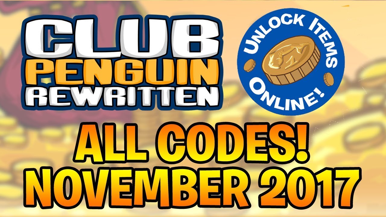 Club Penguin Rewritten - ALL ITEM CODES (Working November 2017) - YouTube