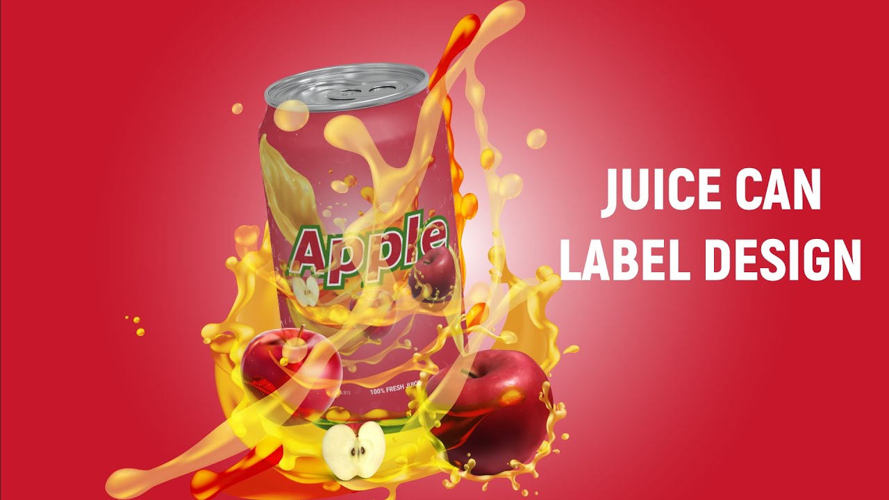 Product Label Design Illustrator Tutorial - How to Juice Can Label and ...