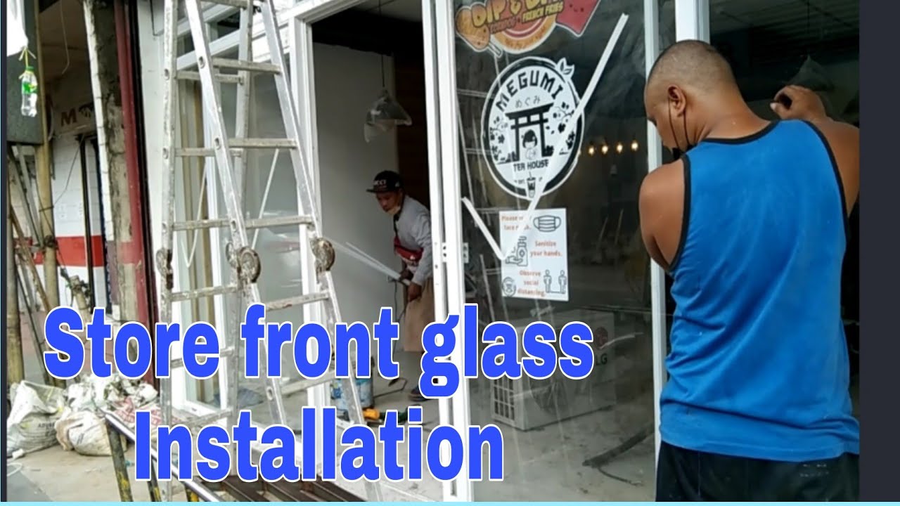 Installment of store front glass - YouTube