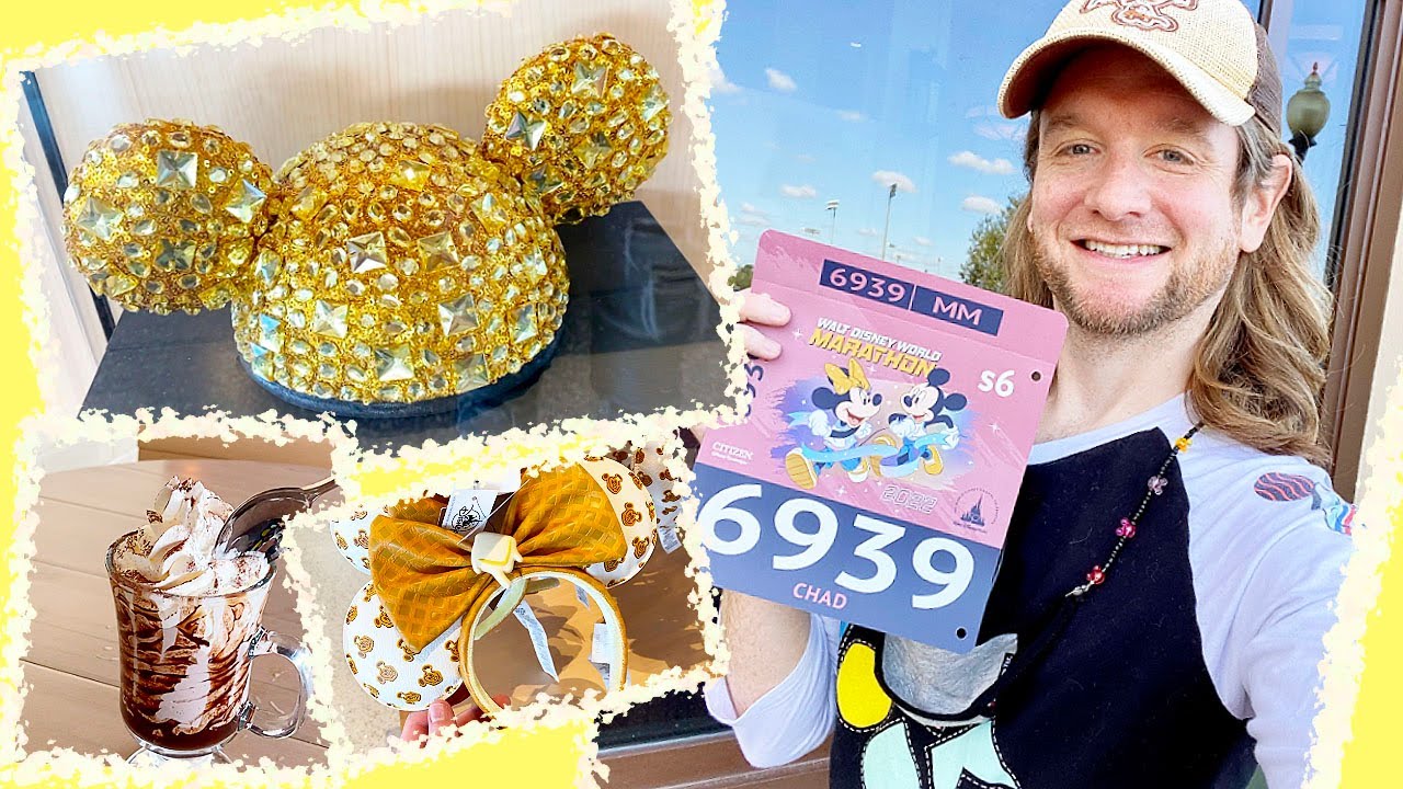 Run Disney Marathon Bib + Shopping and Eating at Epcot - YouTube