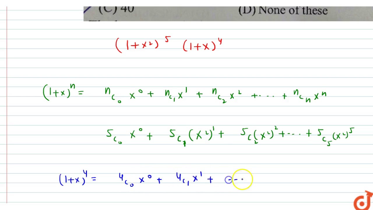The Coefficient Of x 5 In The Expansion Of 1 x 2 1 x 4 Is YouTube The Coefficient Of x 5 In The Expansion Of 1 x 2 1 x 4 Is YouTube