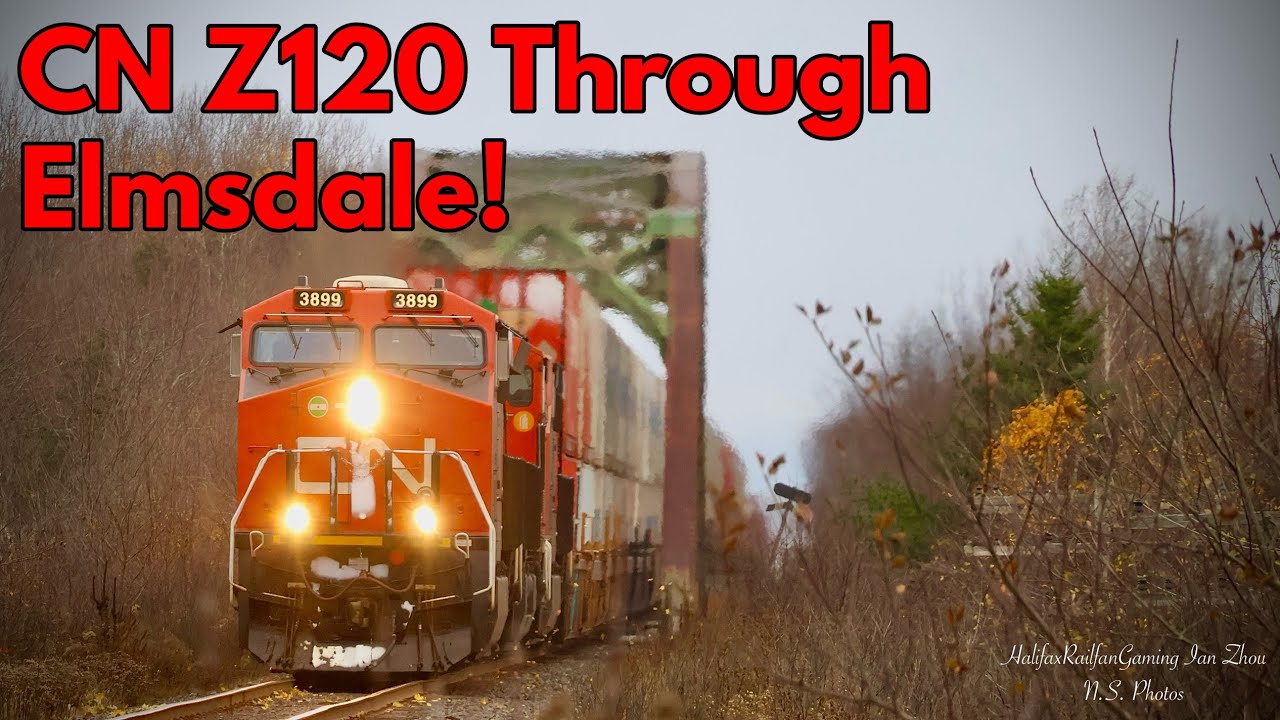 CN 3899 Leads a Z120 Through Elmsdale Rd Railroad Crossing, Elmsdale, NS. - YouTube