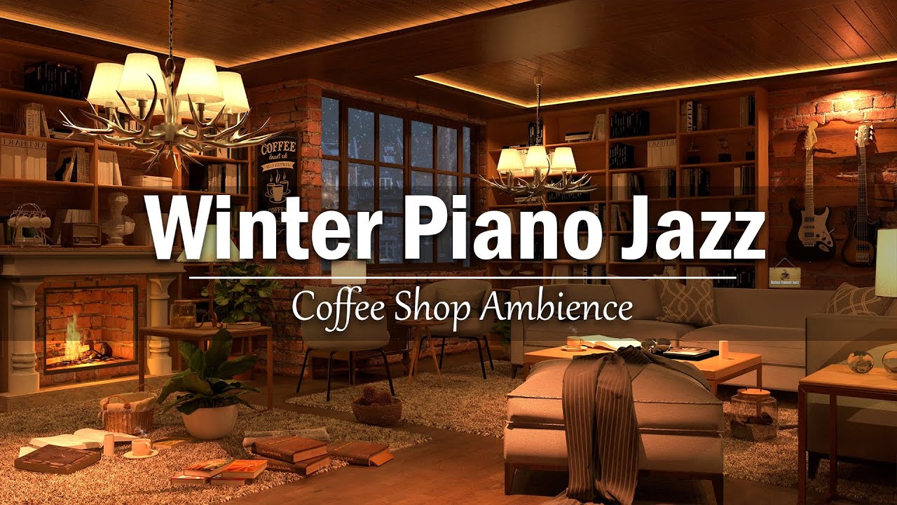 Cozy November Jazz in Bookstore Cafe Ambience with Relaxing Winter ...