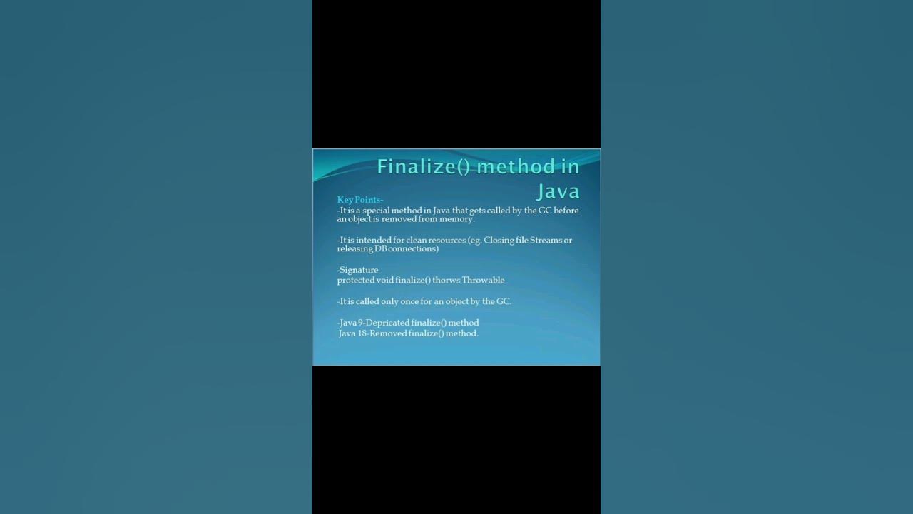 finalize() method #javadeveloper #javadevelopment #education - YouTube