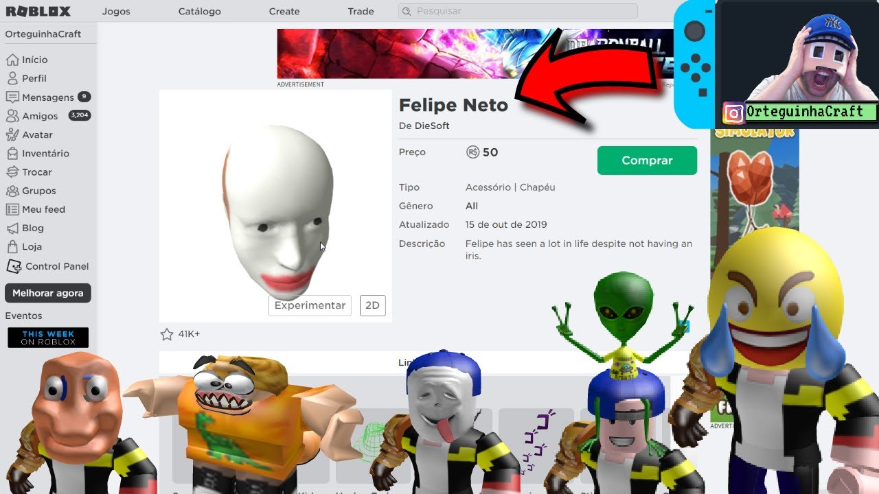 ITEM DO FELIPE NETO NO ROBLOX ??? - YouTube