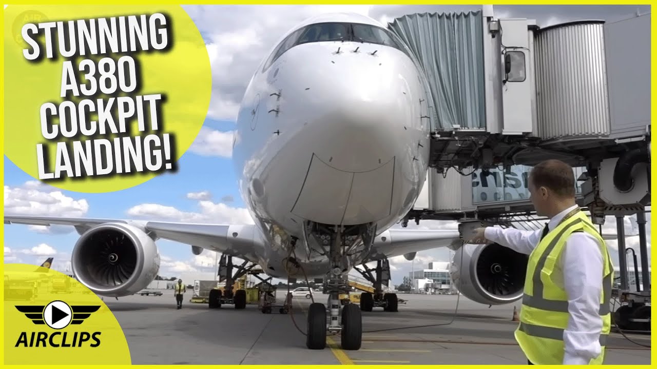 STUNNING A380 Cockpit Landing with Instrument View and Moving Ground ...