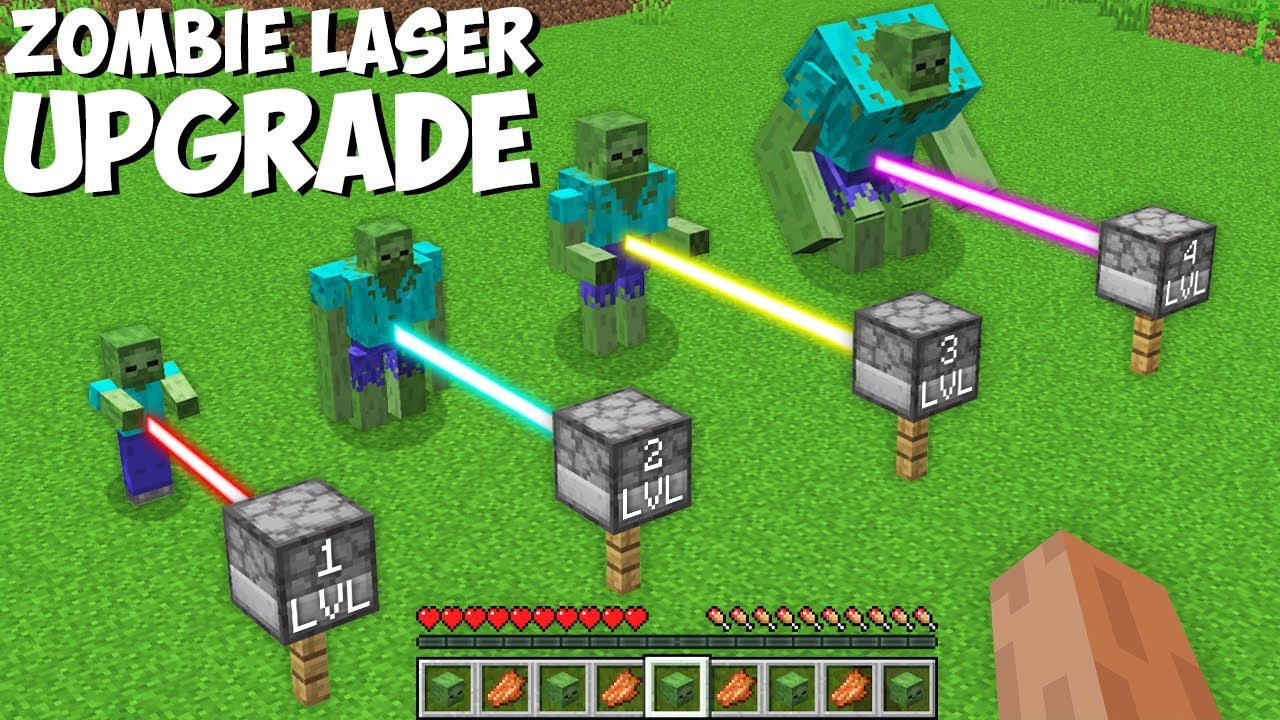 ALL THE WAYS to UPGRADE ZOMBIES WITH LASER in Minecraft ! NEW RAREST ...