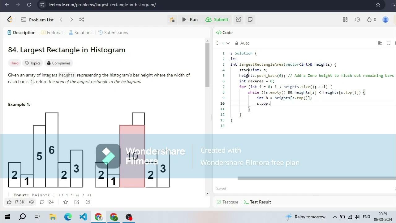 Leetcode84 Largest Rectangle In Histogram For Interview Whitecoding Leetcode84 Hardproblem 8376