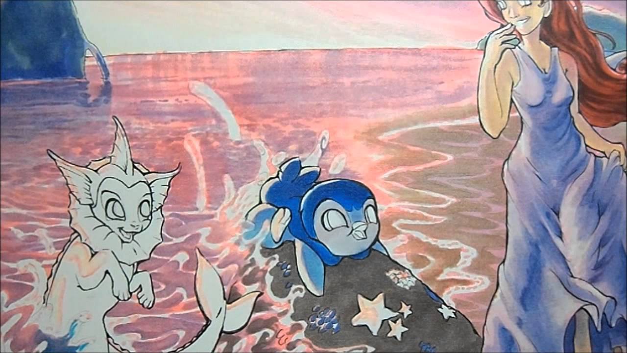 Copic Marker Speedpaint Ariel and Pokemon part 2 - YouTube