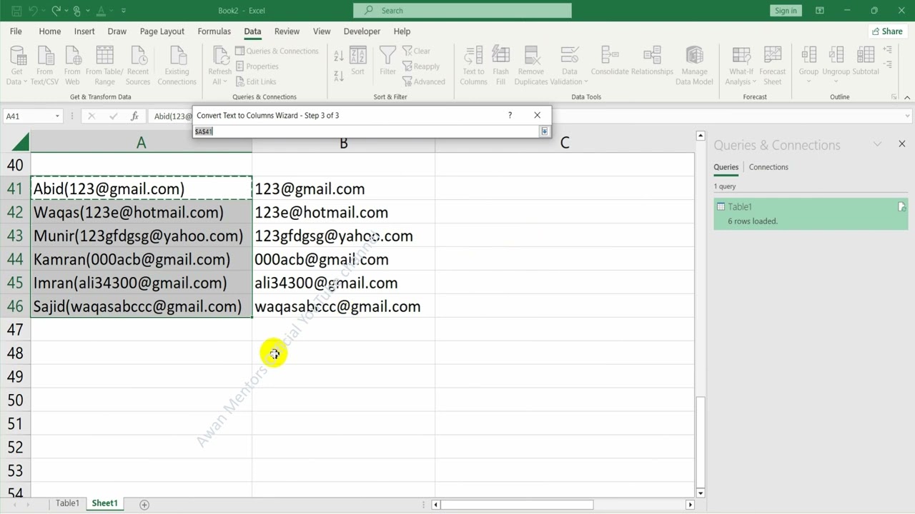 How To Separate Name And Emails In Excel YouTube How To Separate Name And Emails In Excel YouTube
