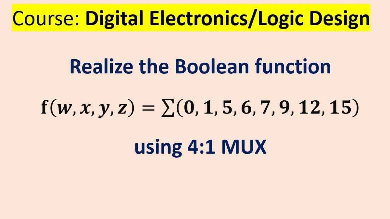Design of MUX: Realize the Boolean function f(w, x, y, z) ="Σ" (0, 1, 5 ...