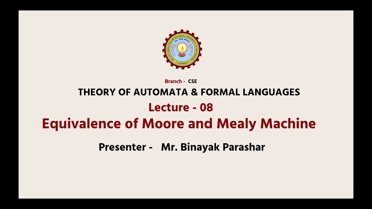 Theory of Automata & Formal Languages|Equivalence of Moore And Mealy ...
