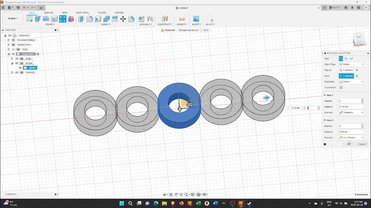 Copy a Body with Pattern | Fusion 360 Basics - YouTube