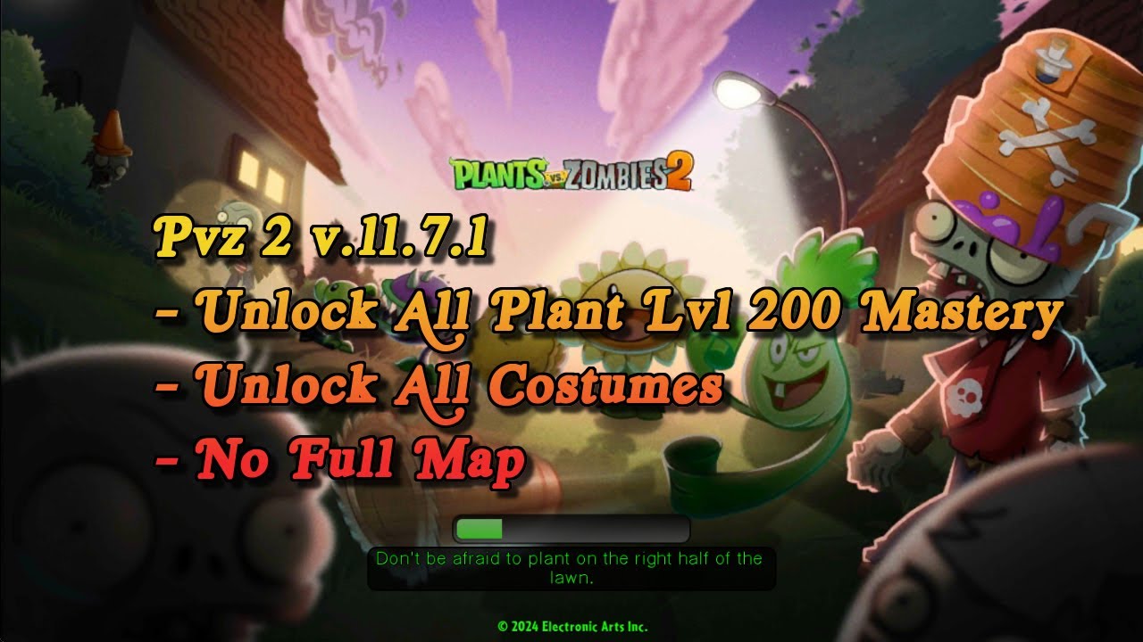 Pvz 2 v.11.7.1- Unlock All Plant lvl 200 Mastery | No Full Map | Pp.dat ...