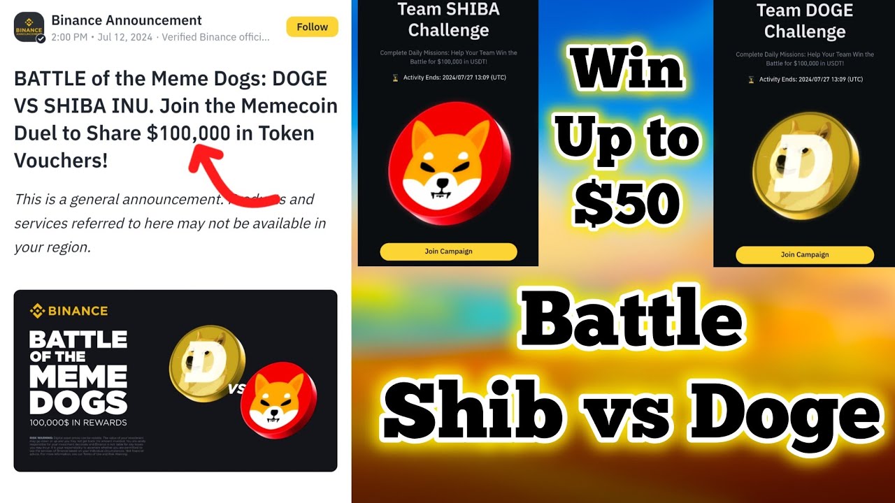 Binance SHIB vs DOGE Battle Campaign | Claim $20-$40 Profit || Binance ...