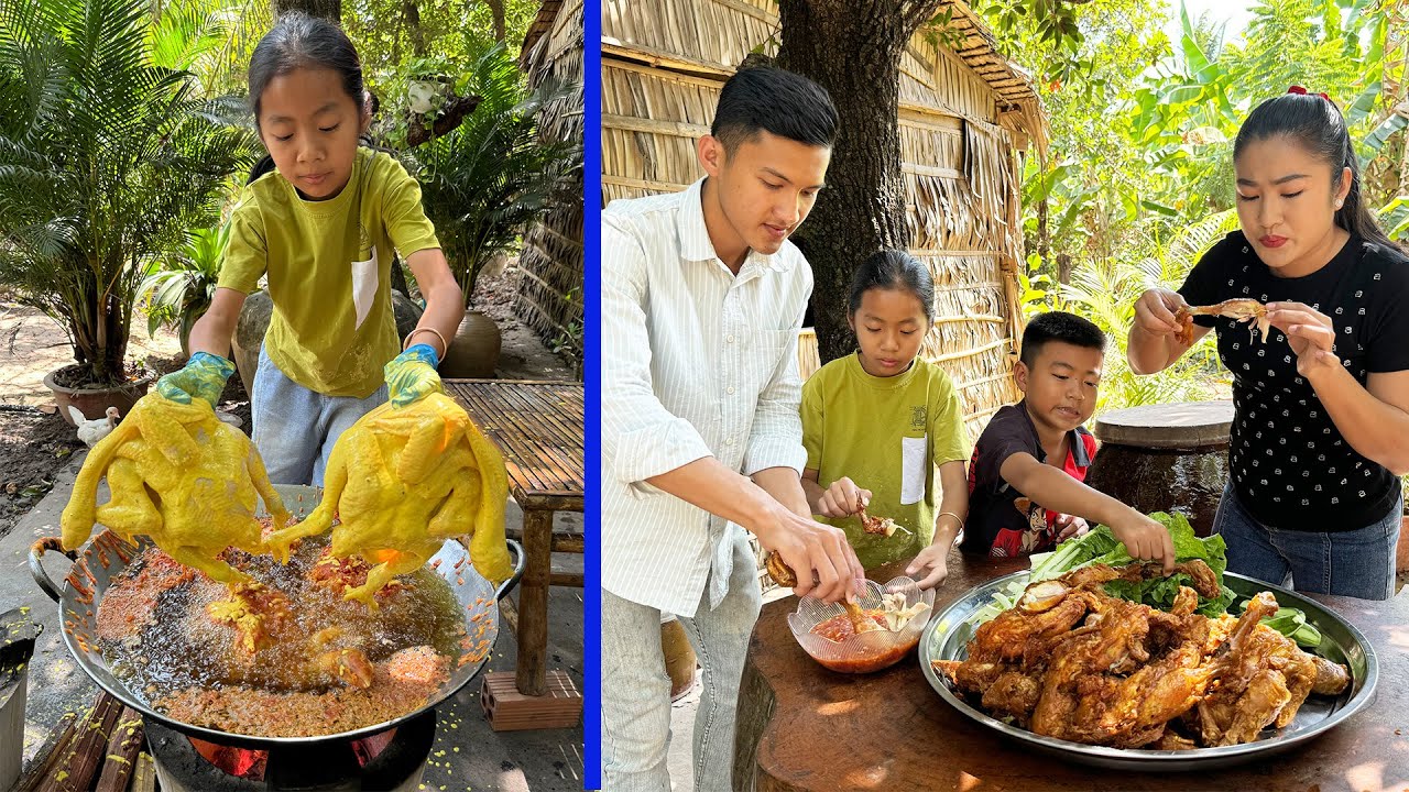 4 chefs together enjoy crispy KFC chickens at home - Cooking with ...