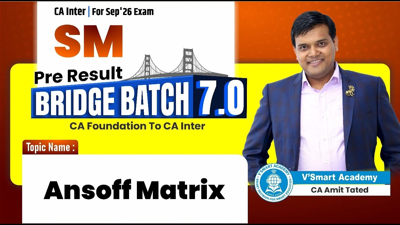 Day 6: Ansoff matrix | Pre Result Bridge Batch 7.0 Sep26 | CA Inter SM ...